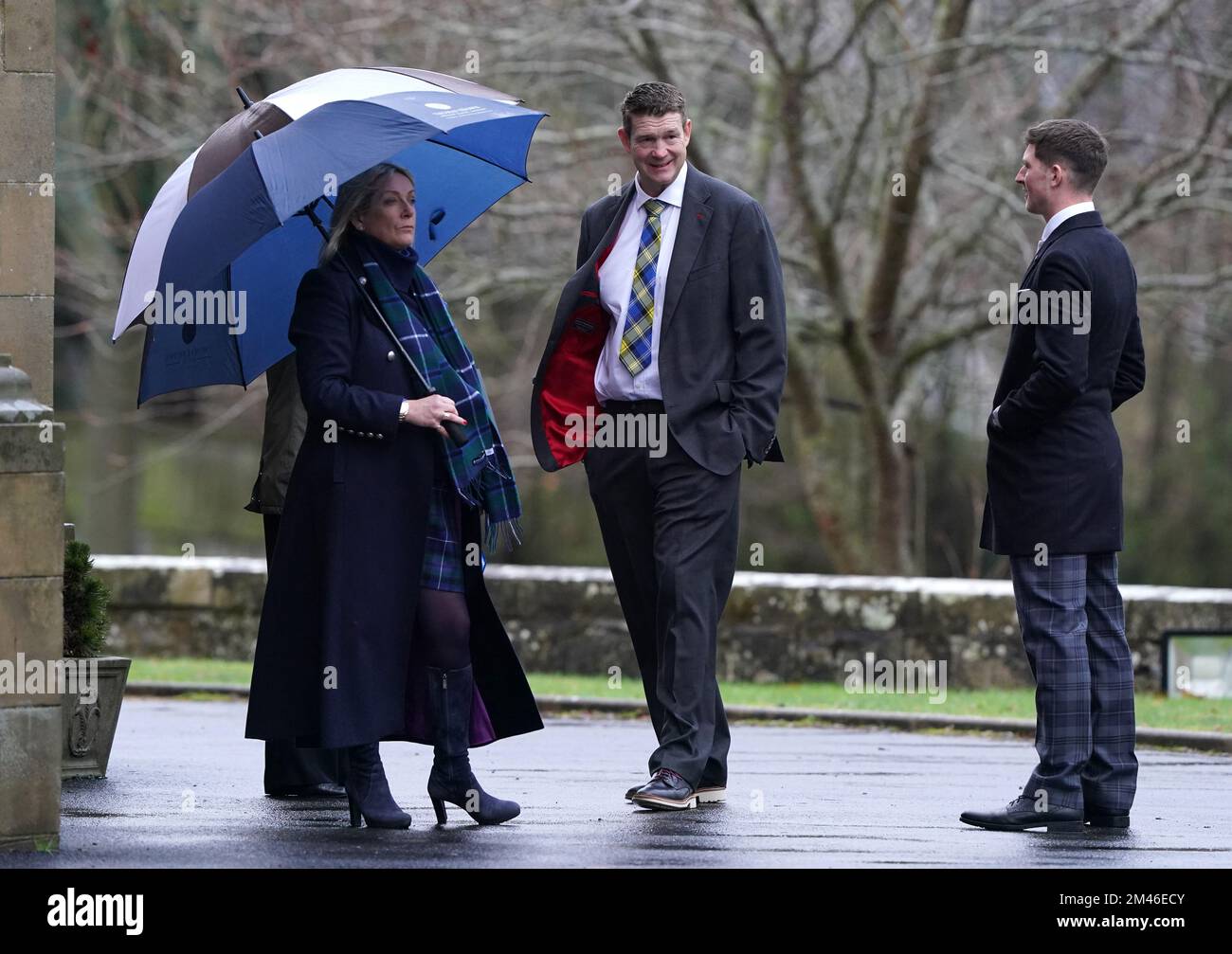 Former rugby union player Carl Hogg (centre) with wife Jill Douglas at ...