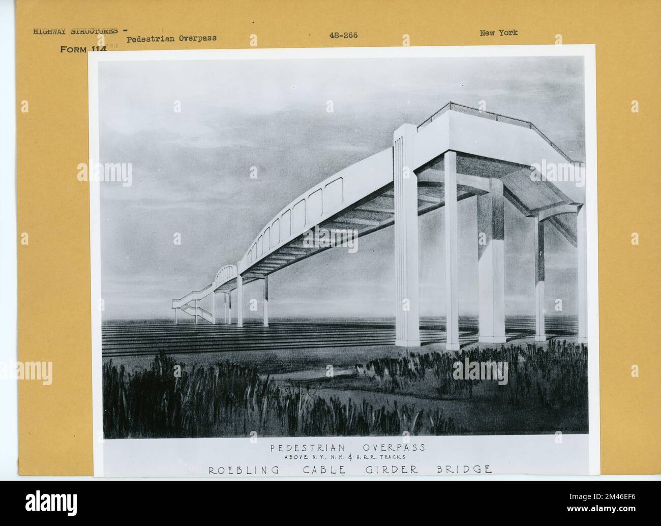 Pedestrian Overpass in New York. Original caption: Pedestrian Overpass ...