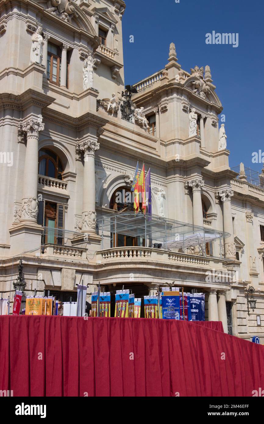 Delivery stage of the pennants of the fallas awards during the fallas ...