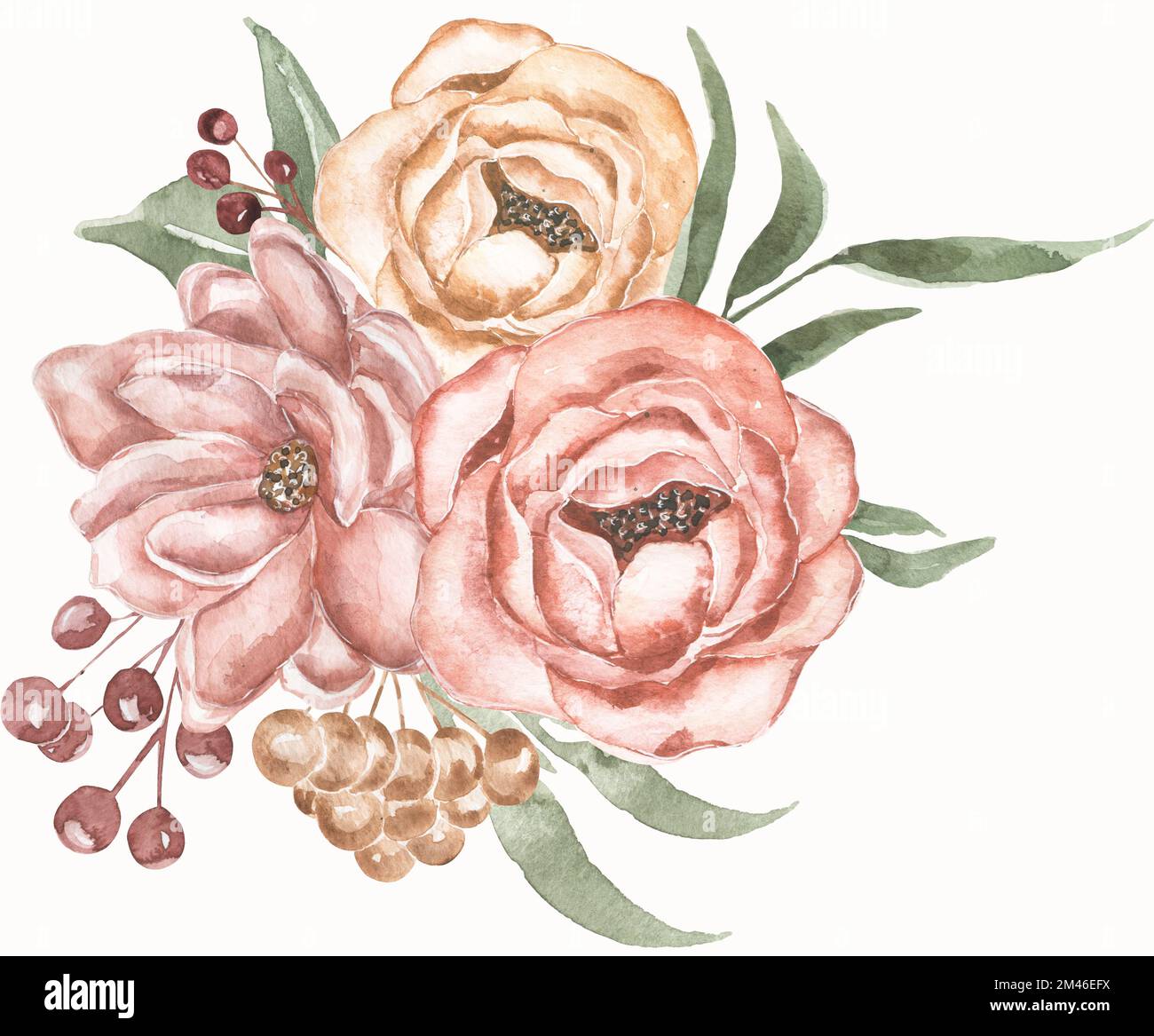 Watercolor Floral Clip Art Wedding Watercolor Flower Frame PNG