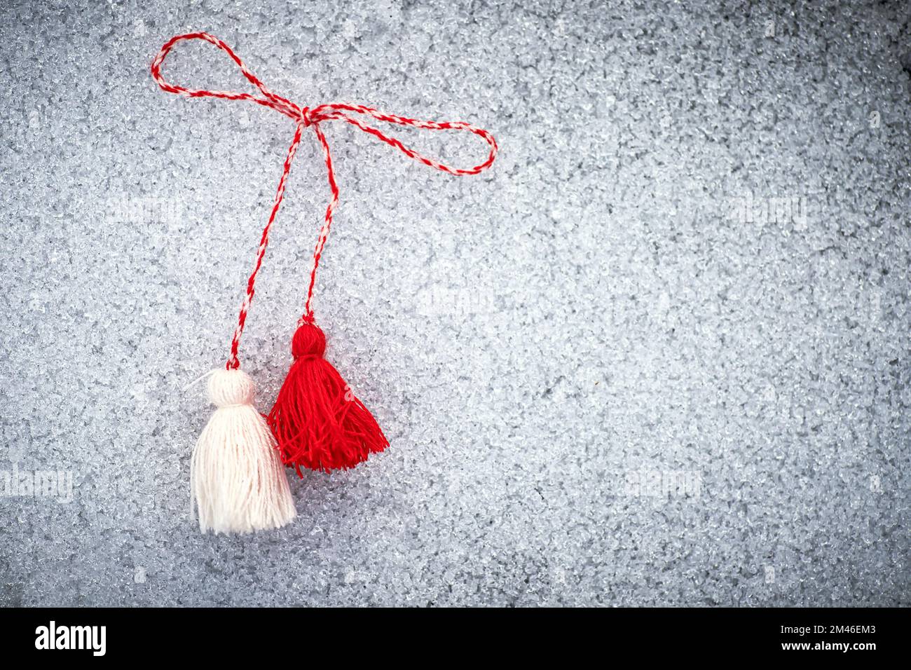 martenitsa. Bulgarian Symbols of spring. Red and white tassels of ...