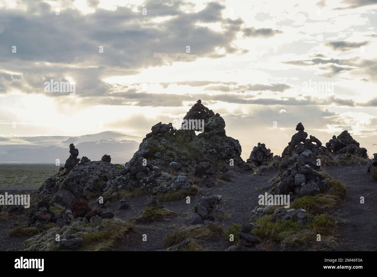 Rock pyramids at Laufskalavarda landscape photo Stock Photo - Alamy