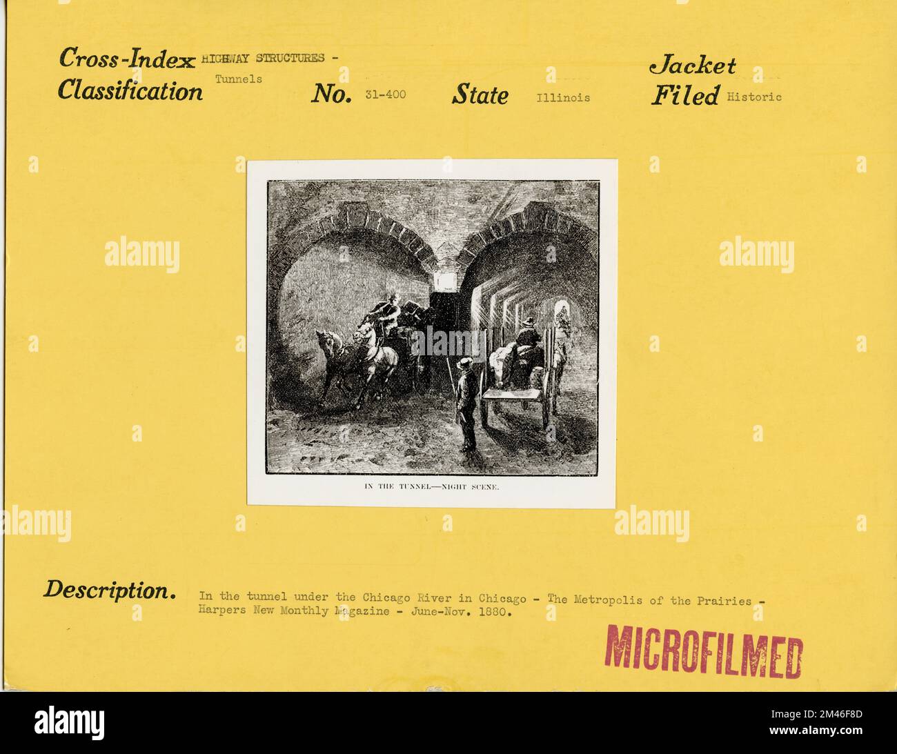 Tunnel under Chicago River. Original caption: In the tunnel under the ...