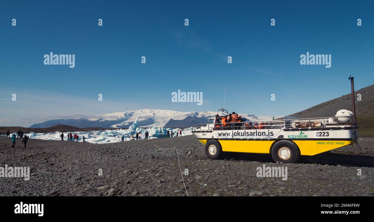 Excursion to old glacier landscape photo Stock Photo - Alamy