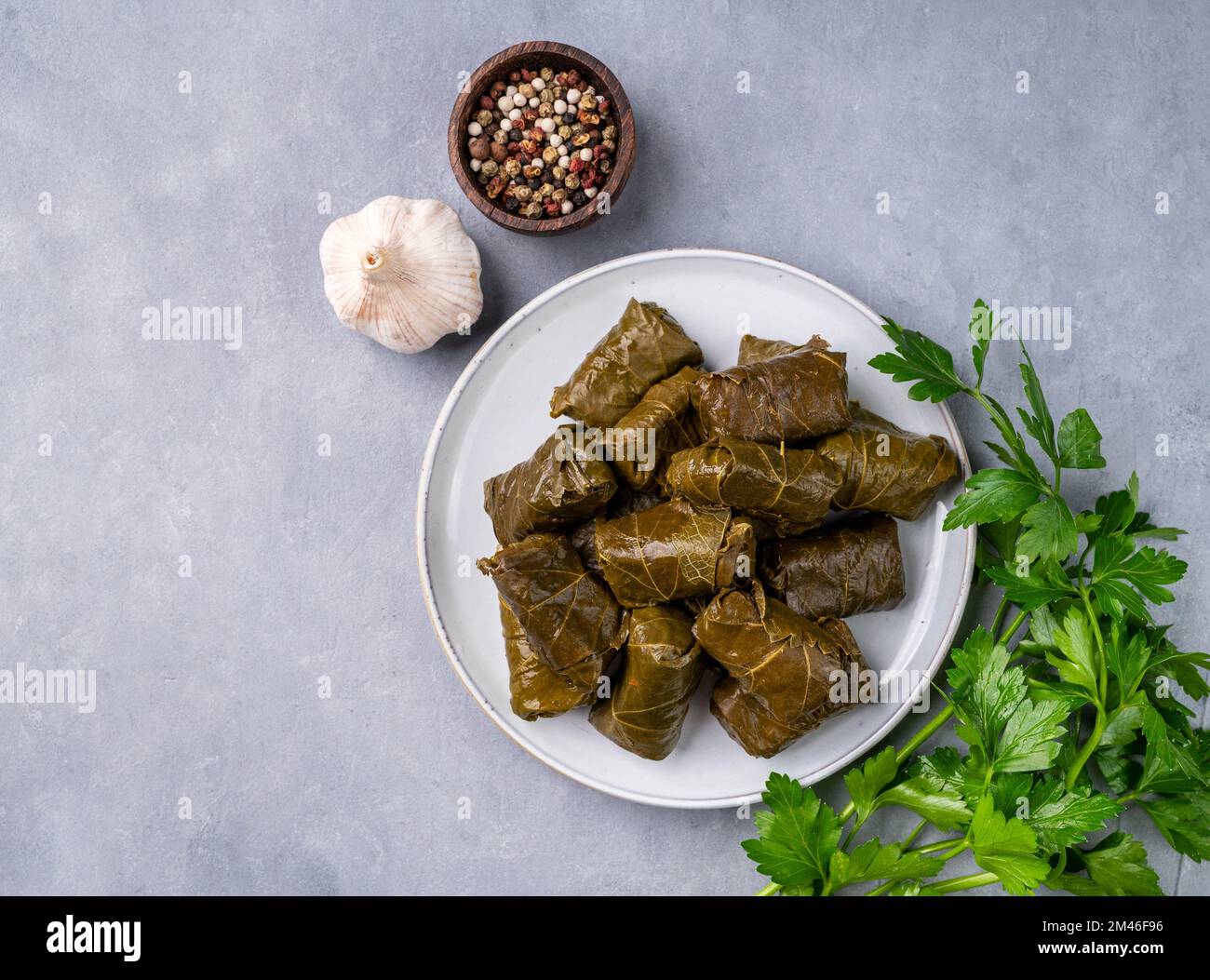 Dolma. Stuffed grape leaves (traditional Caucasian, Turkish, Greek ...