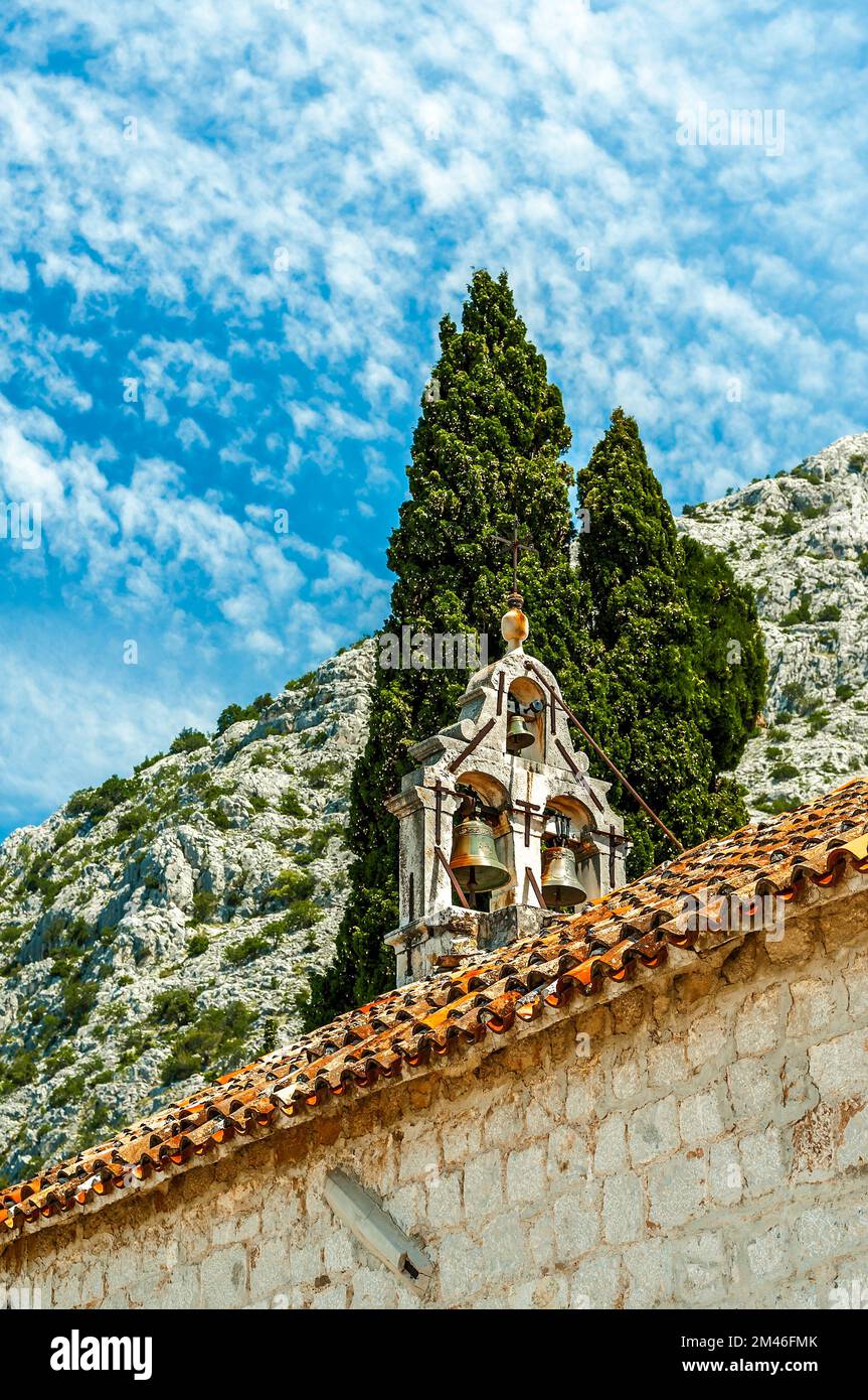 Bell gable of the church of St. John the Baptist in Makar, Makarska ...