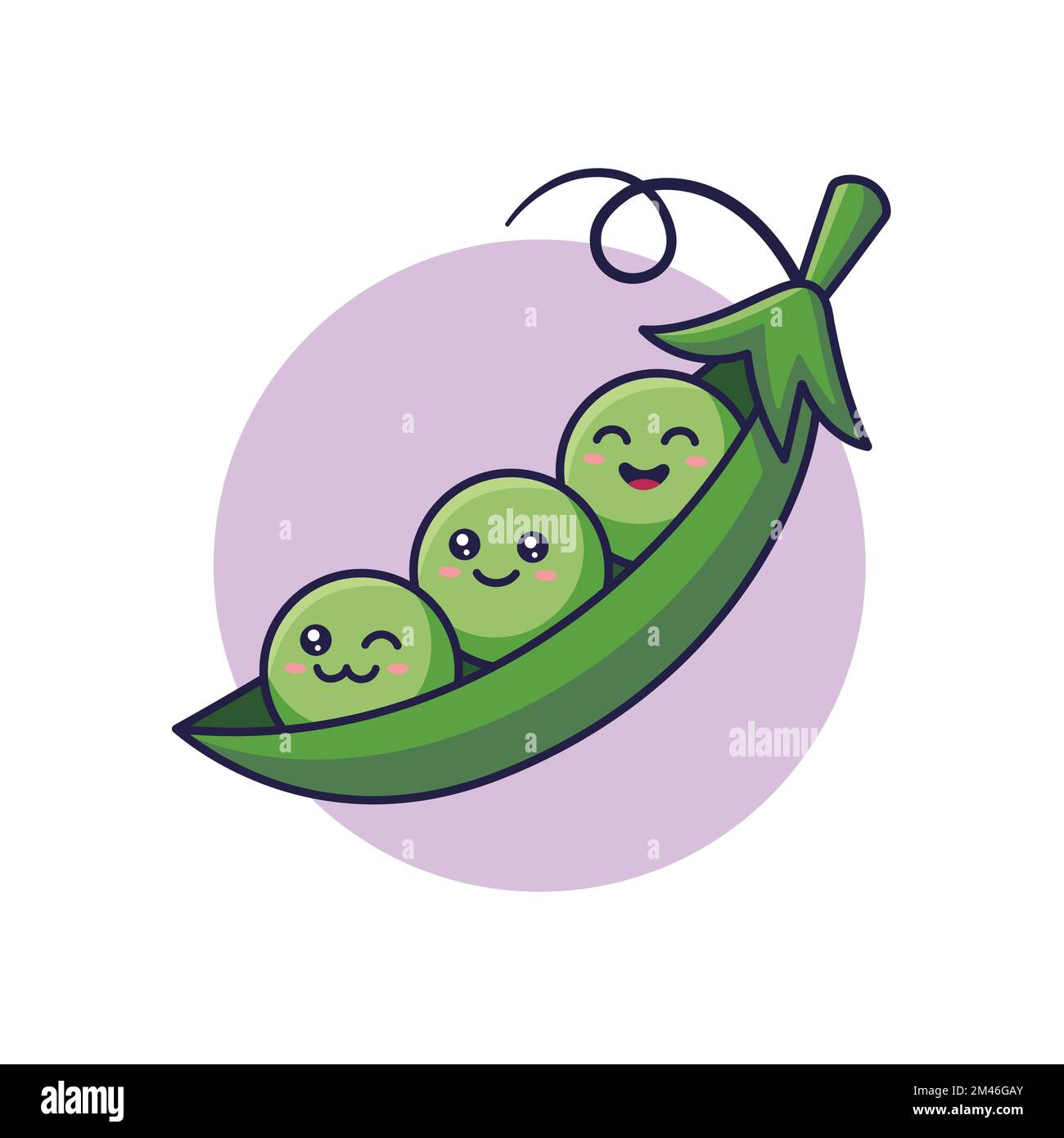 Peas kawaii characters. Cute Kawaii pea pod cartoon icon illustration ...