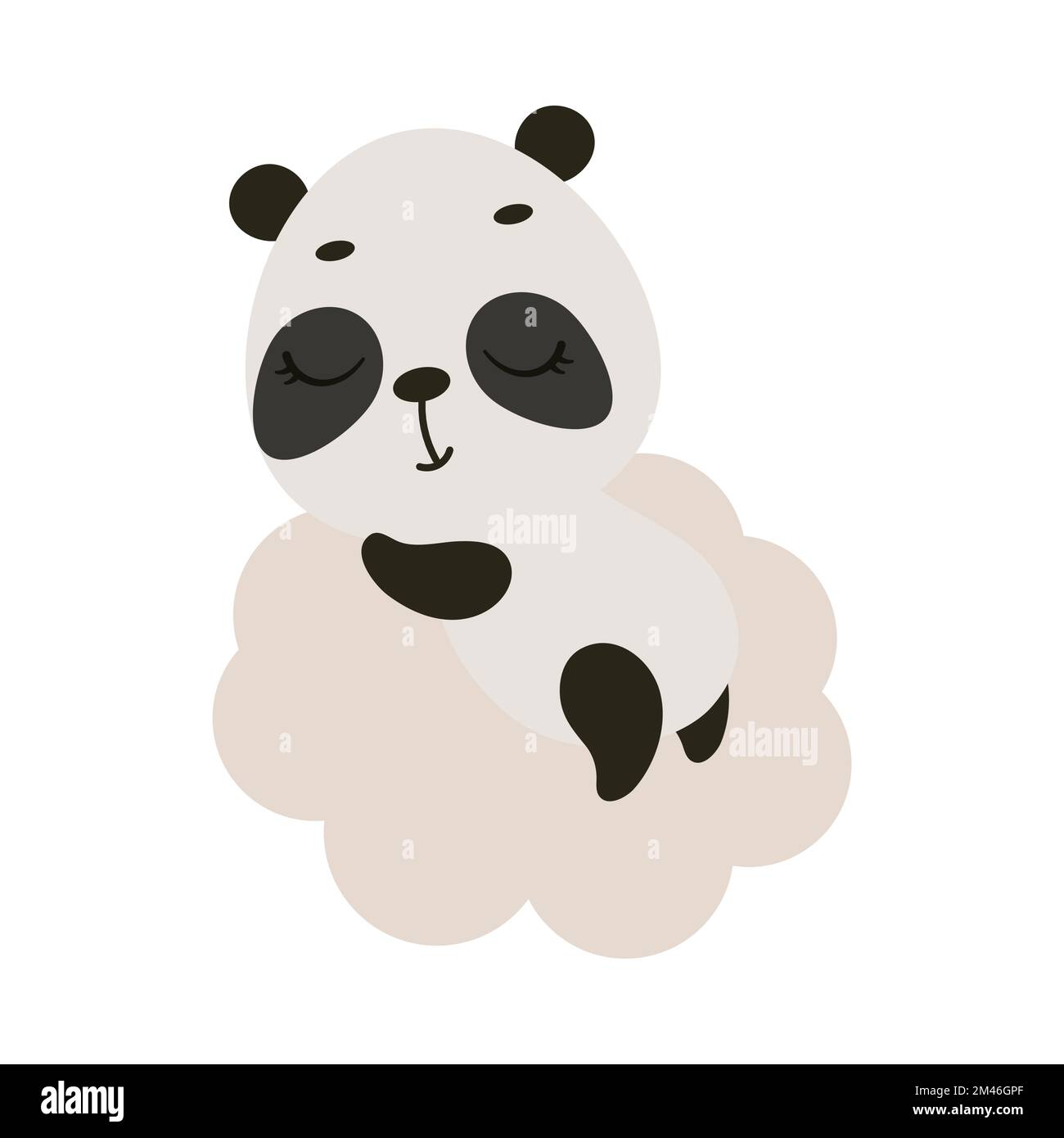 Cute little panda sleeping on cloud. Cartoon animal character for kids ...