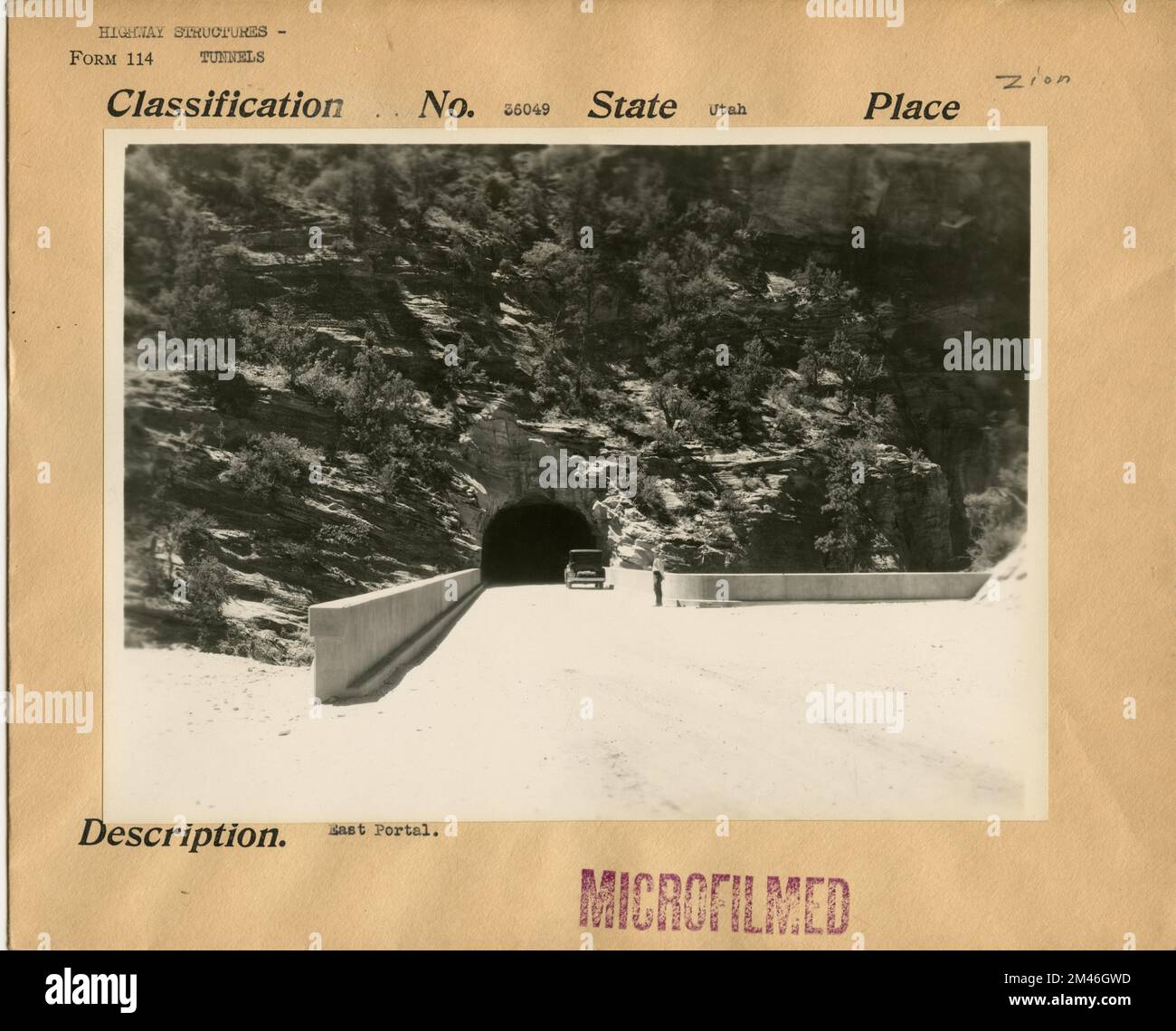 East Portal of Zion National Park Tunnel. State: Utah. Place: Zion ...