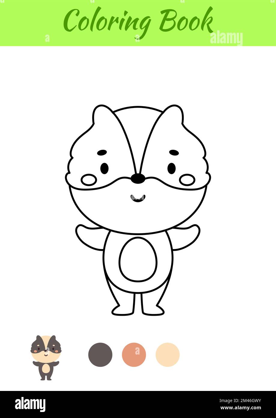Coloring page happy badger. Coloring book for kids. Educational ...