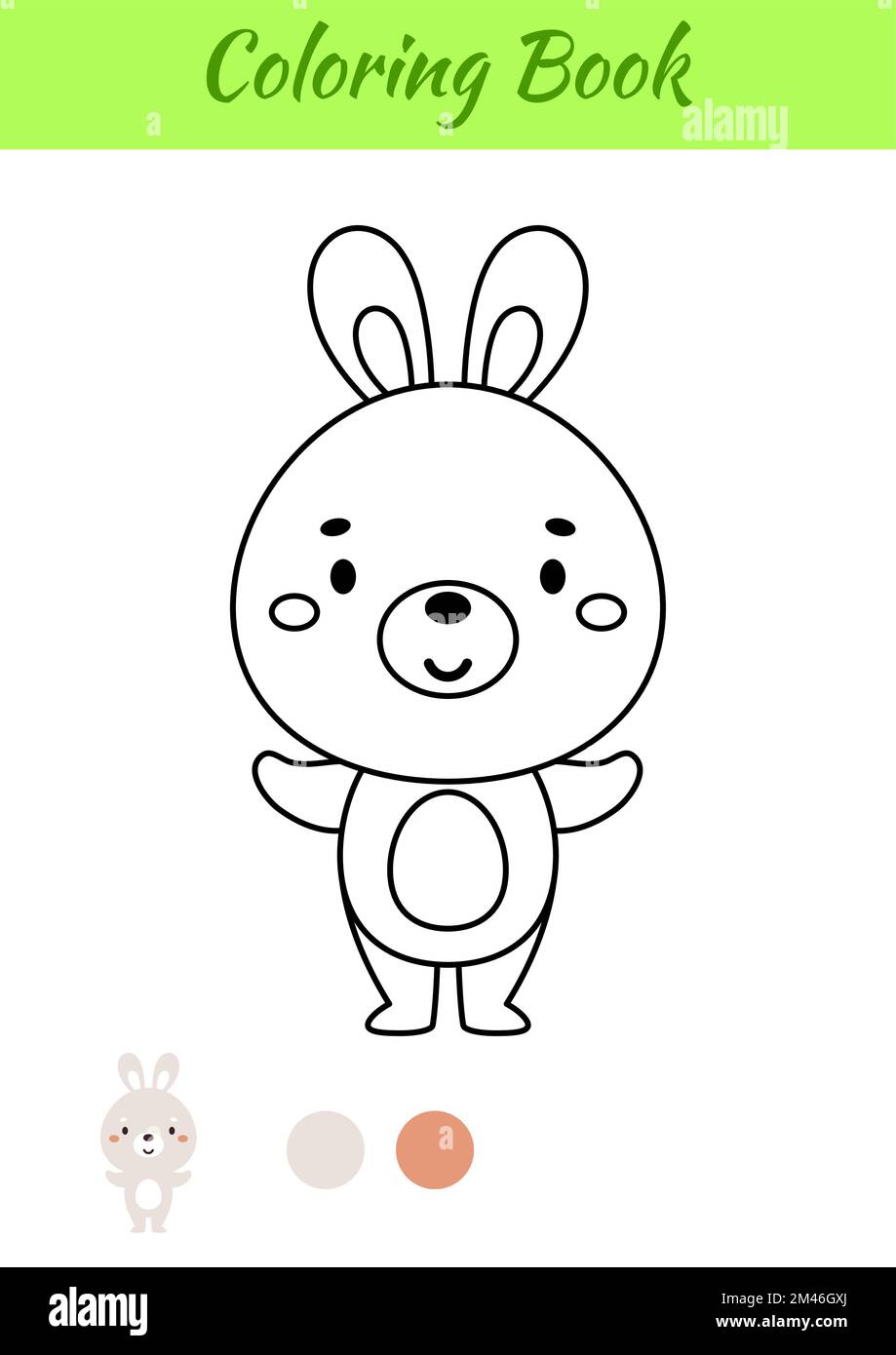Coloring page happy hare. Coloring book for kids. Educational activity ...