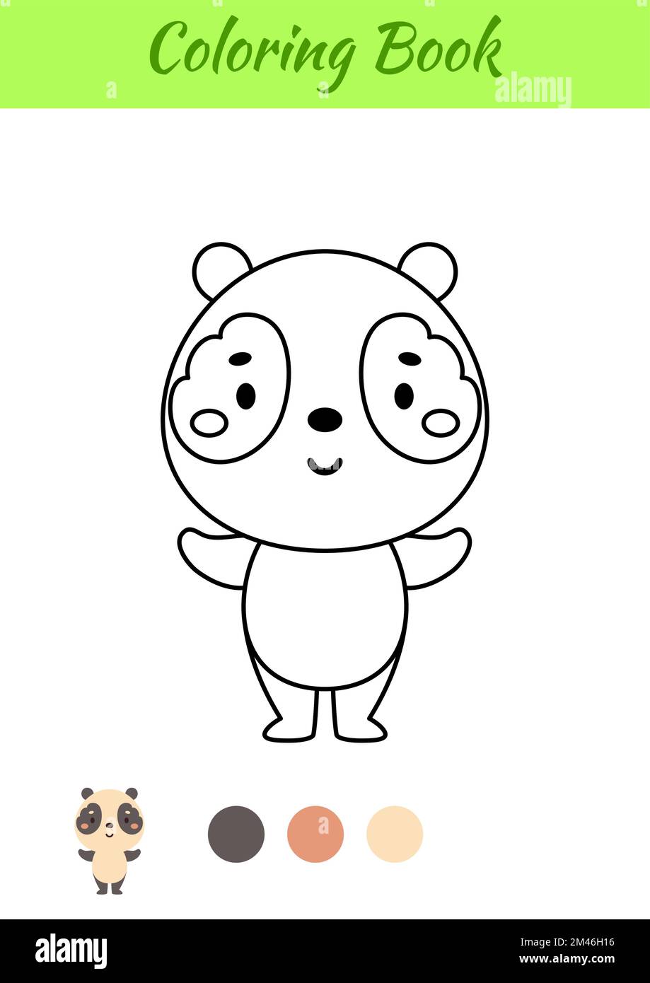 Coloring page happy panda. Coloring book for kids. Educational activity ...