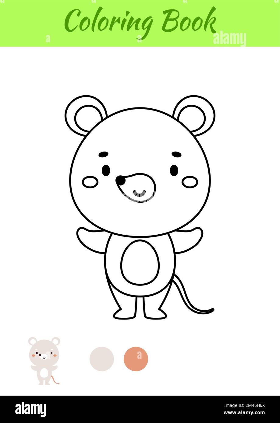 Coloring page happy mouse. Coloring book for kids. Educational activity ...