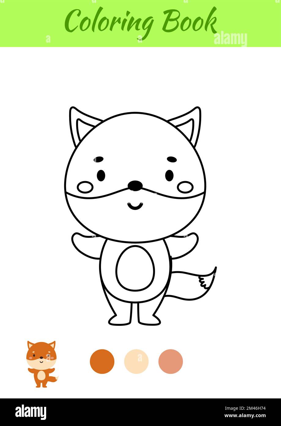 Coloring page happy fox. Coloring book for kids. Educational activity ...