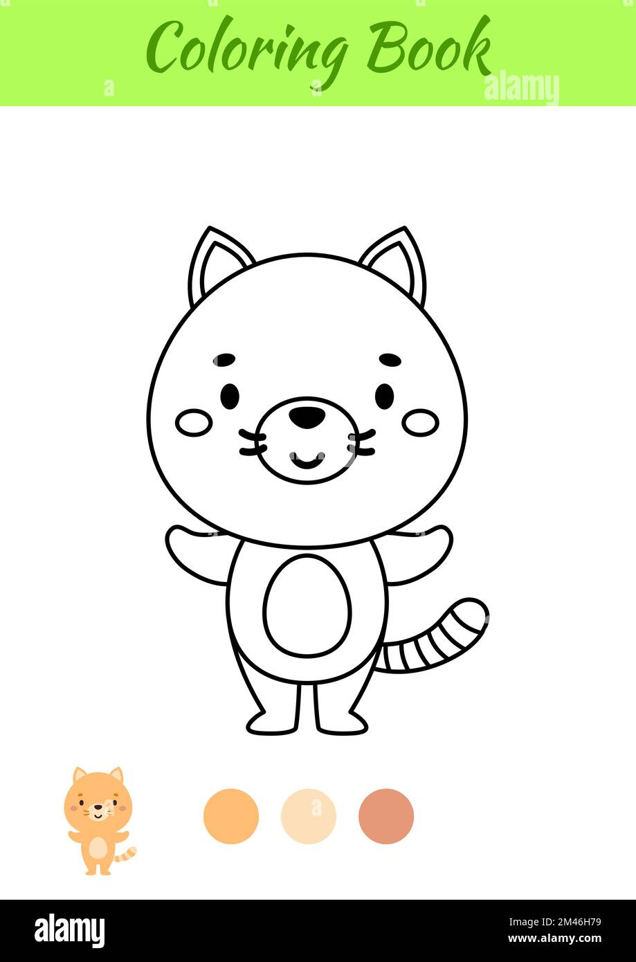 Coloring page happy cat. Coloring book for kids. Educational activity ...