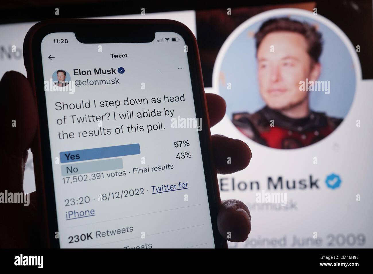 Elon musk displayed on a mobile phone hi-res stock photography and ...