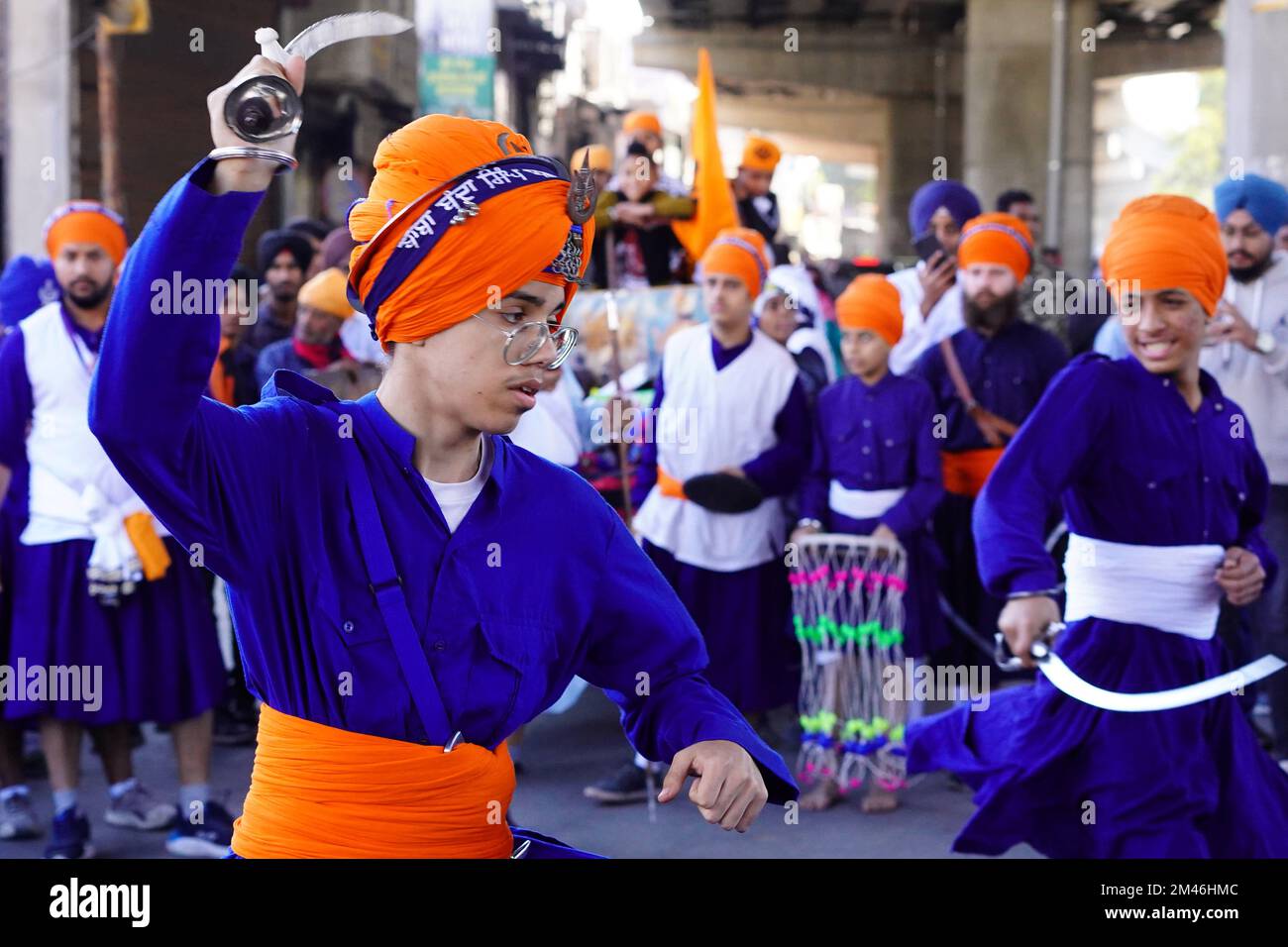 Indian Sikh demonstrates his traditional martial art skills during the ...