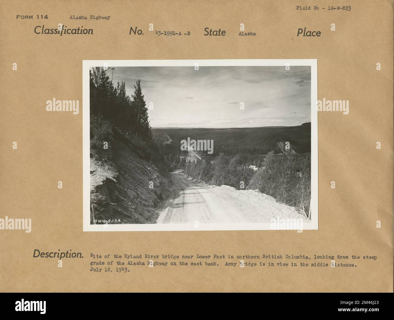 Site of the Hyland River Bridge Near Lower Post. Original caption: Site ...