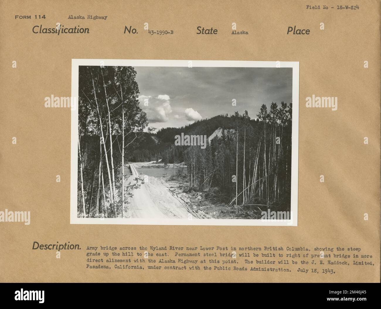 Army Bridge Across the Hyland River. Original caption: Army bridge ...