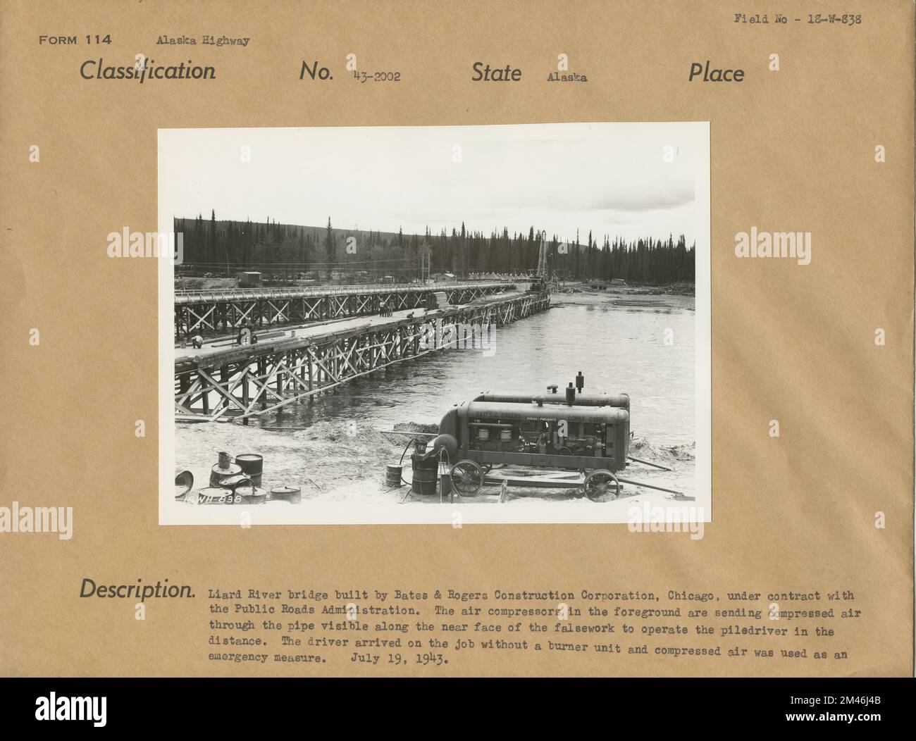 Liard River Bridge. Original caption: Liard River bridge built by Bates ...
