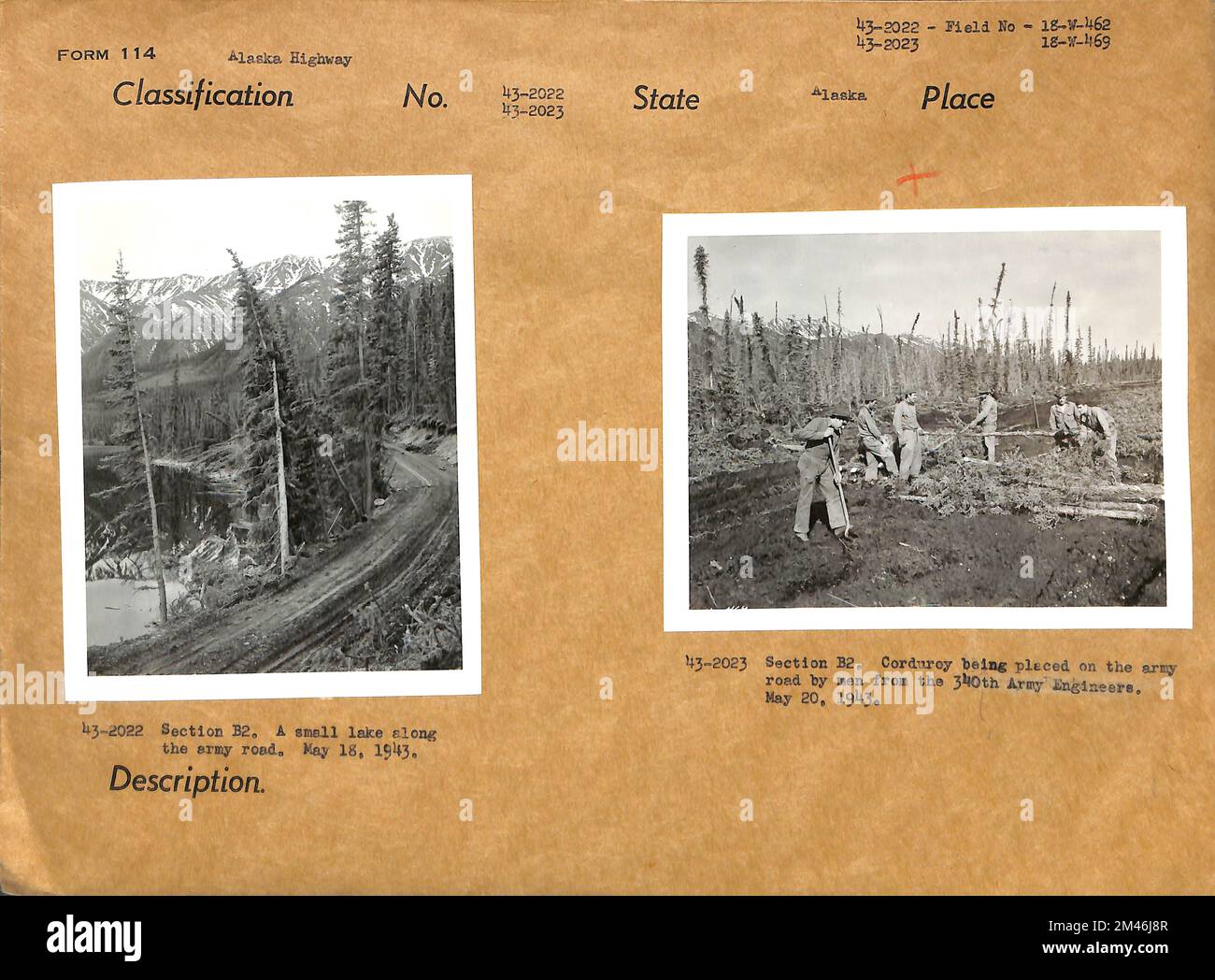 Section B2: A small lake along the army road, Corduroy being placed on ...