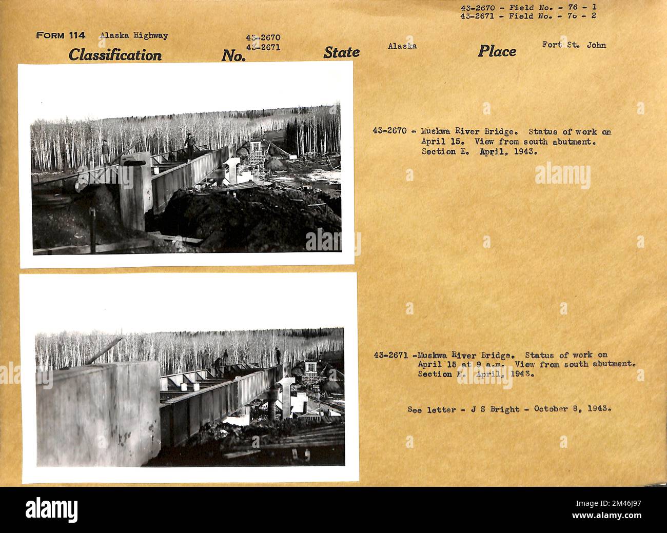 Muskwa River Bridge. Original caption: 43-2670 Muskwa River Bridge ...