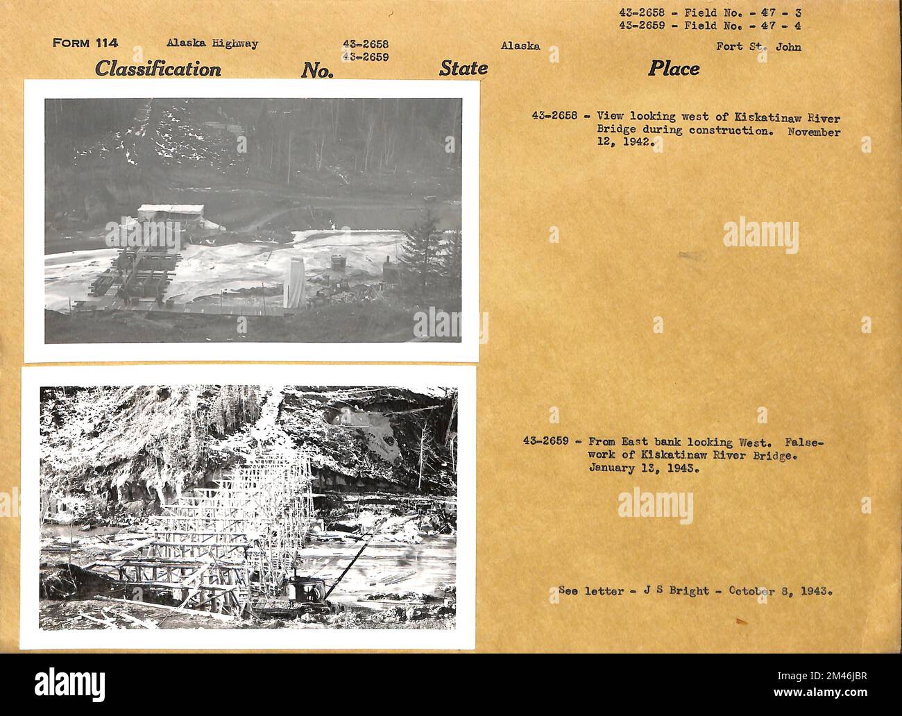 Kiskatinaw River. Original caption: 43-2658 View looking west of ...