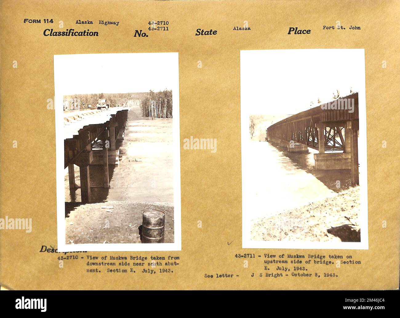 Muskwa Bridge. Original caption: 43-2710-View of Muskwa Bridge taken ...