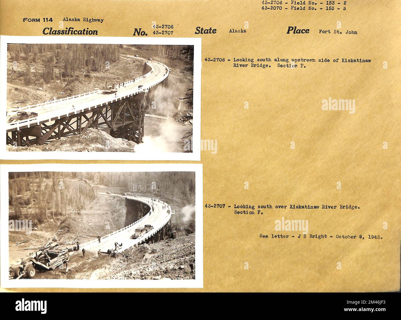 Kiskatinaw River Bridge. Original caption: 43-2706-Looking south along ...