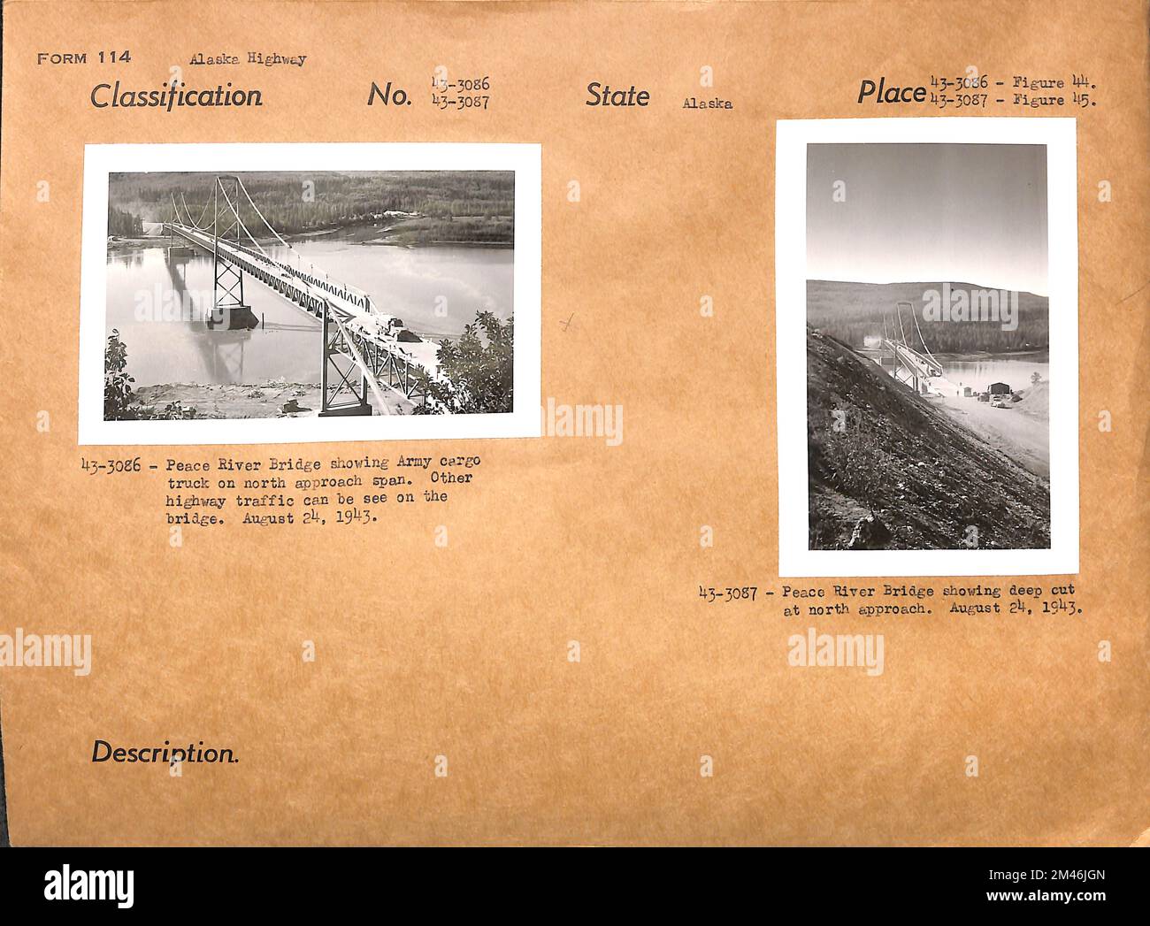 Peace River Bridge showing Army cargo truck on north approach span ...