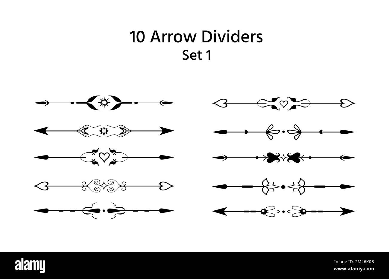 Decorative arrows vignettes or borders, text dividers Stock Vector ...