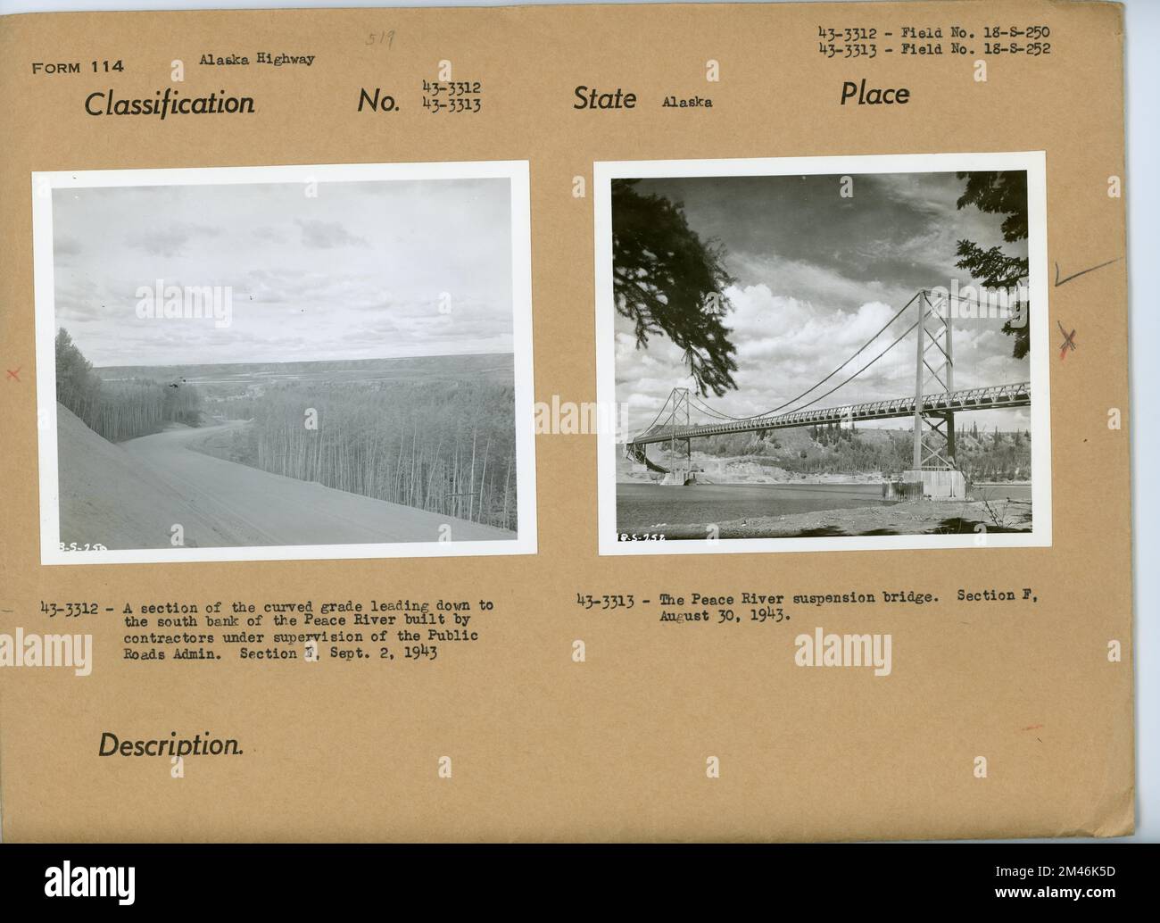 A section of the curved grade leading down to the south bank of the ...