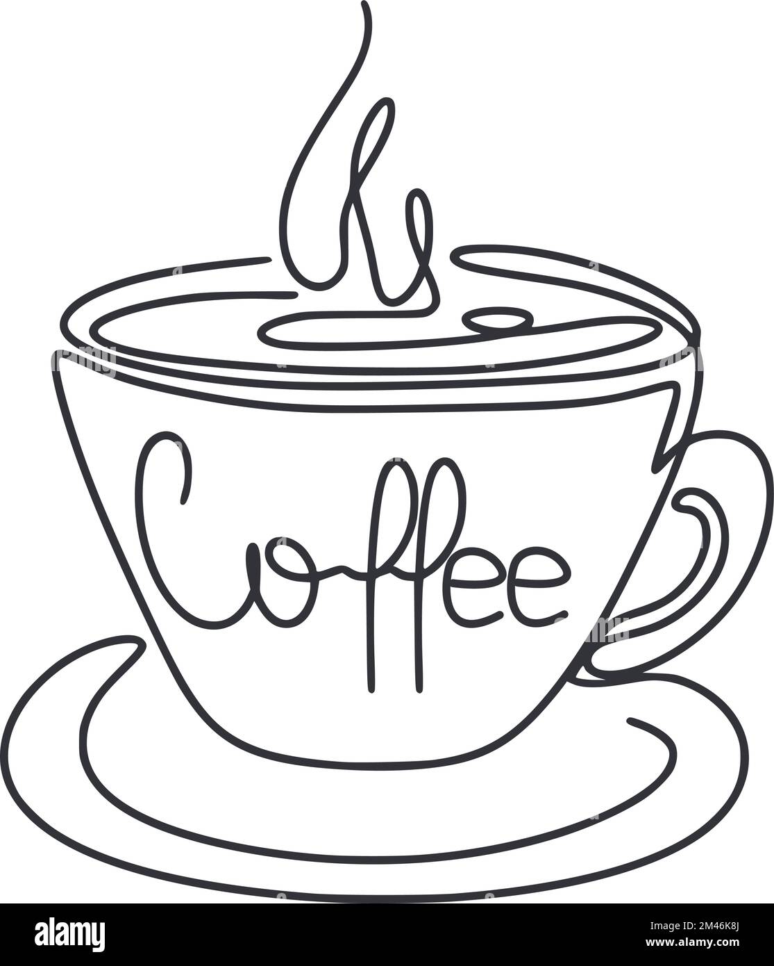 Cup of coffee with steam line art Stock Vector Image & Art - Alamy