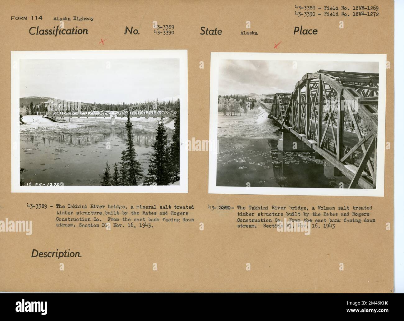 Takhini River bridge from the east bank facing down stream. Original caption: 43-3389 - The ...