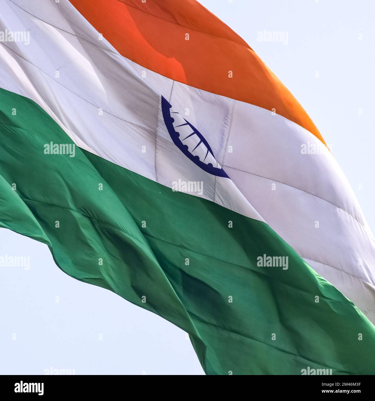 India flag flying high at Connaught Place with pride in blue sky, India ...