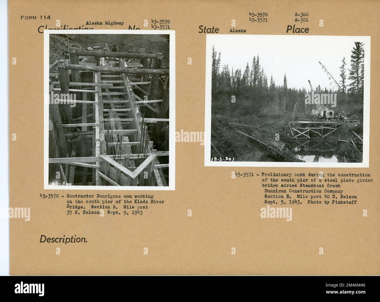 The Alaska Highway. Original caption: 43-3570: Contractor Dunnigans men ...