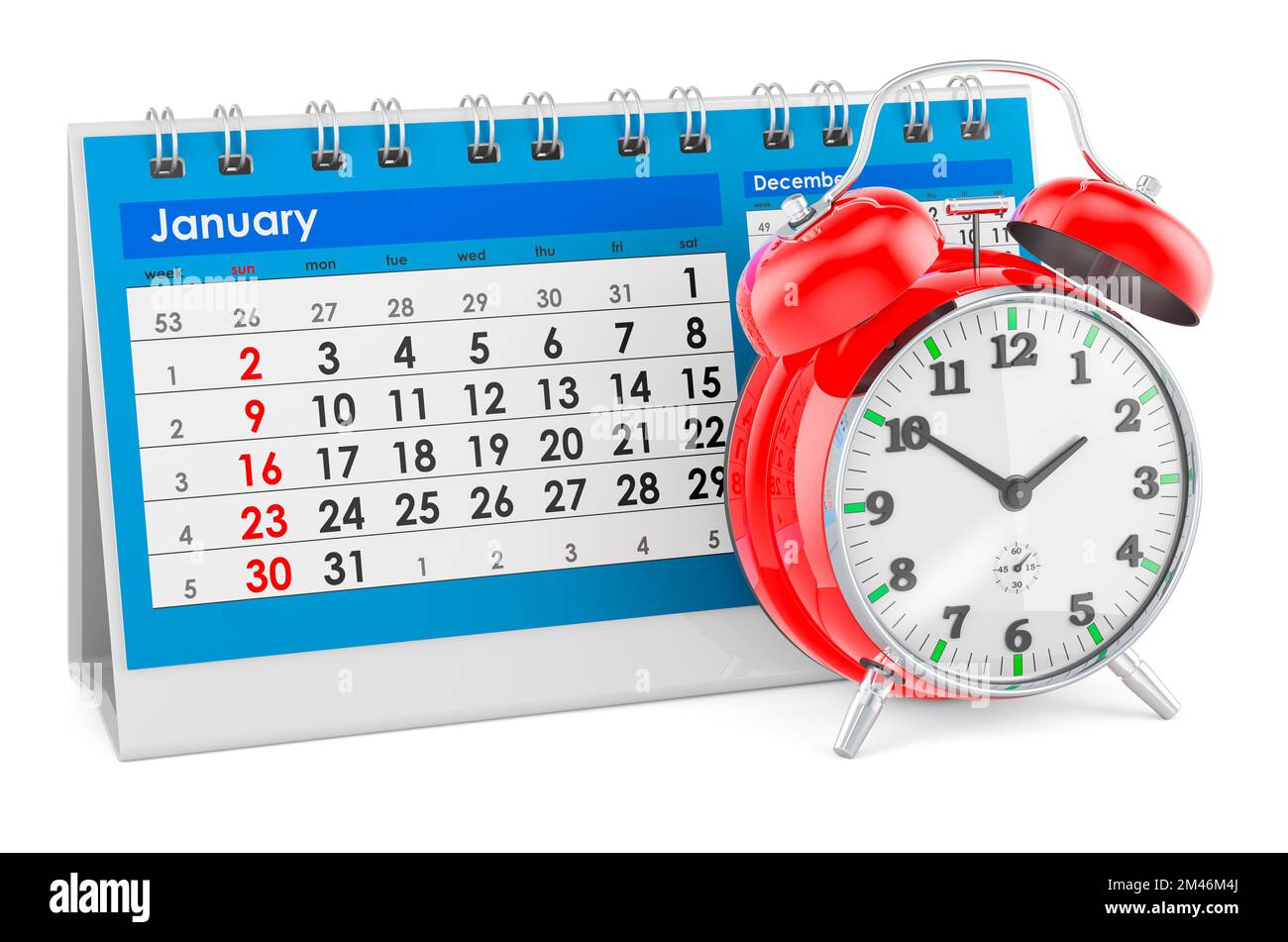 Schedule planning desk clock Cut Out Stock Images & Pictures - Alamy