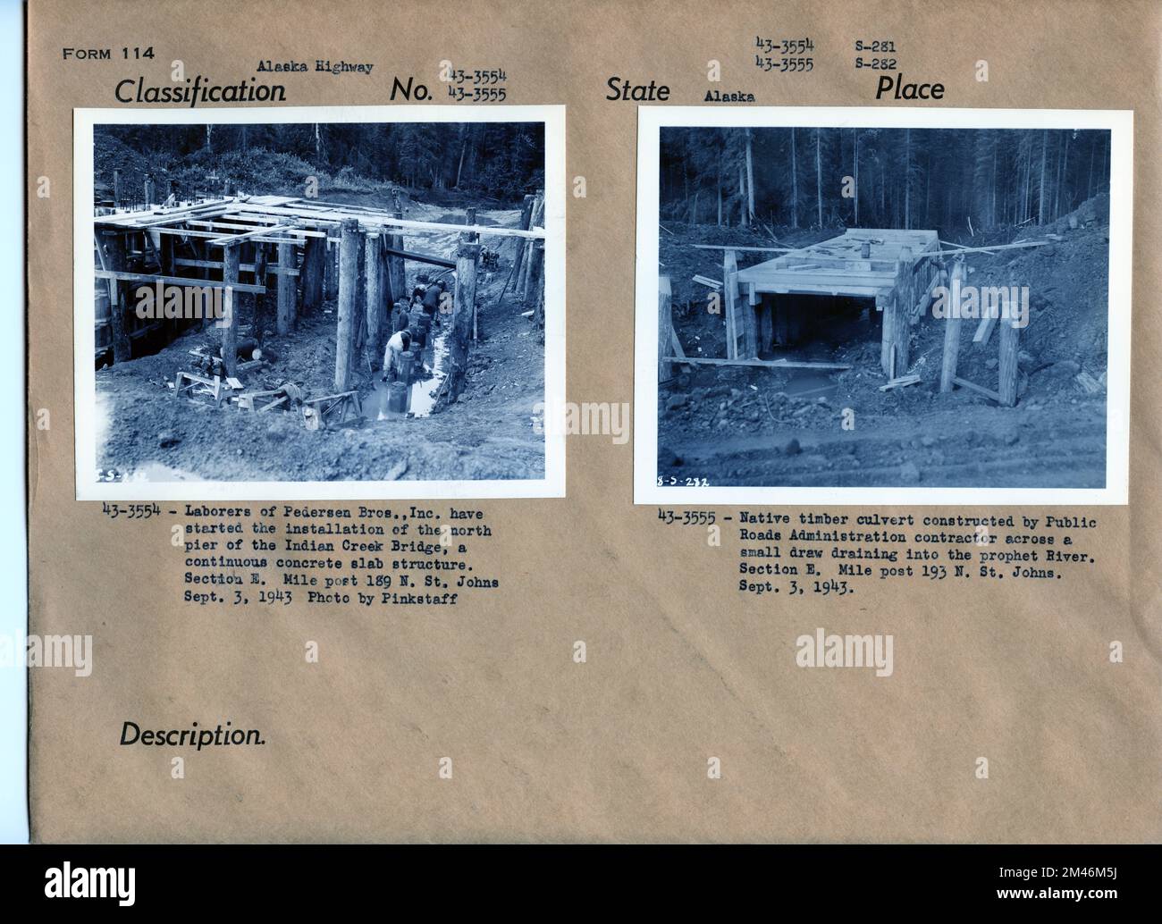 Bridge Construction. Original caption: 43-3554: Laborers of Pedersen ...