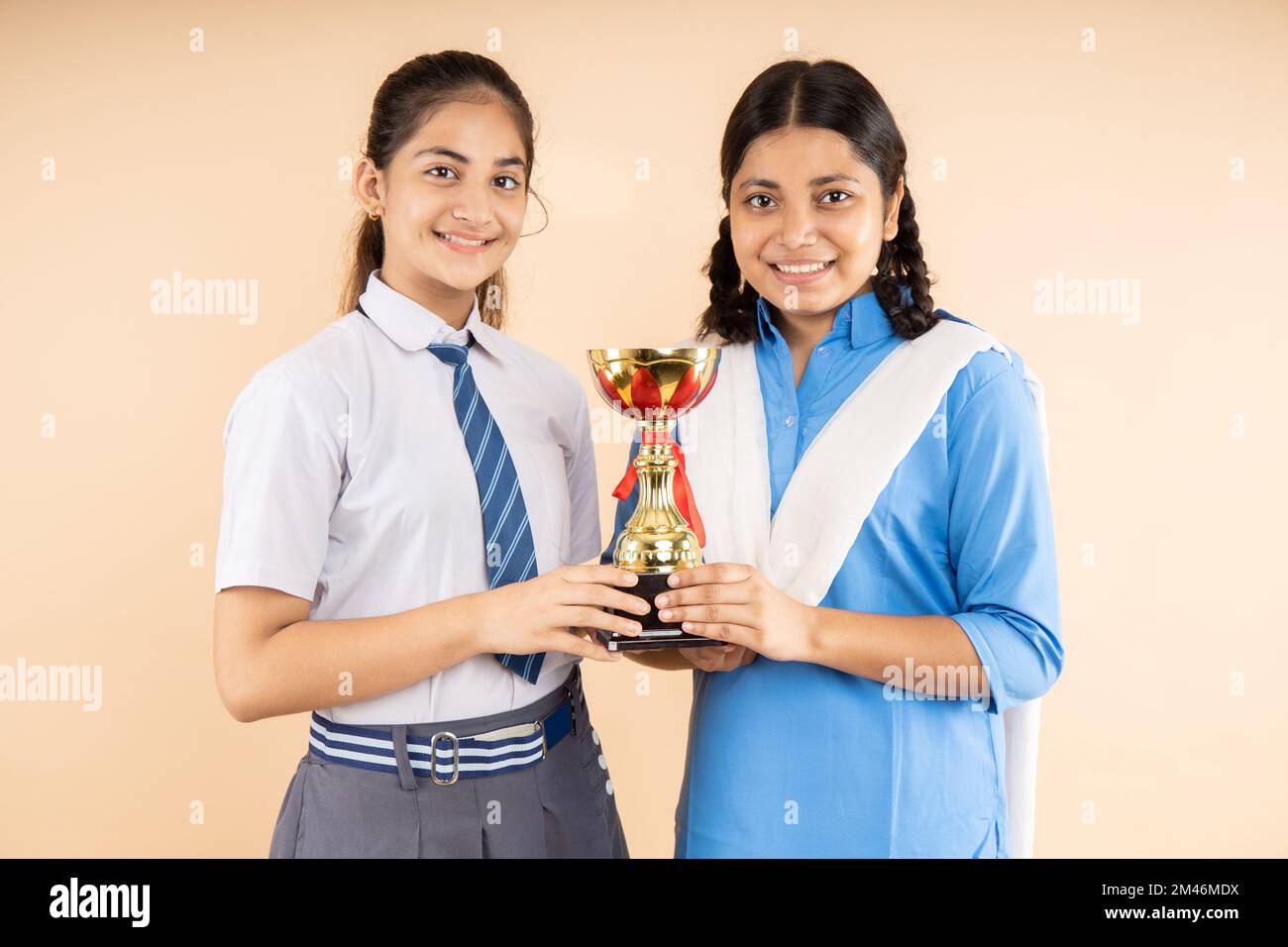 Happy Rural and Modern Indian student schoolgirls wearing school ...