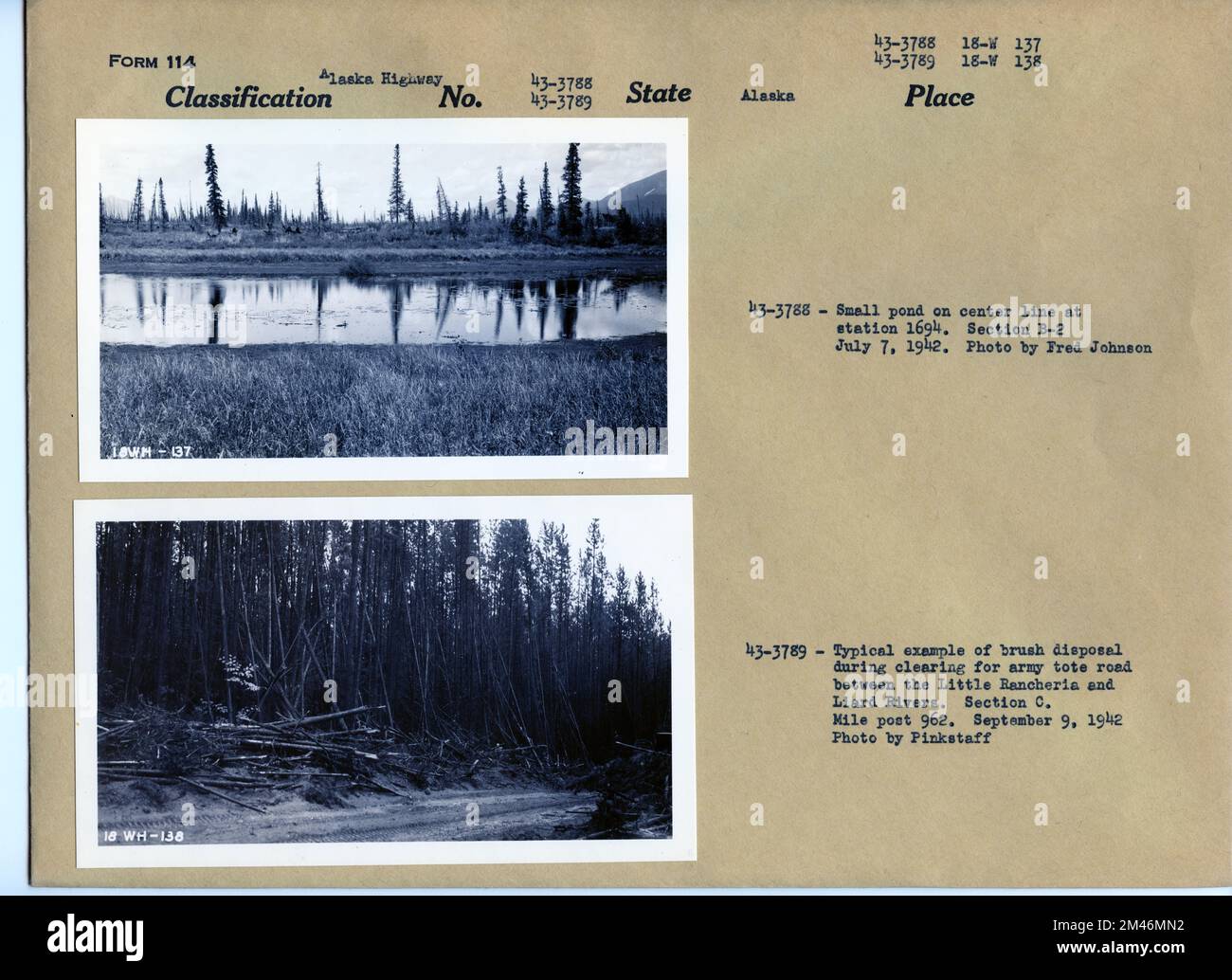 Small Pond on Center Line at Station 1694; Army Tote Road between the ...