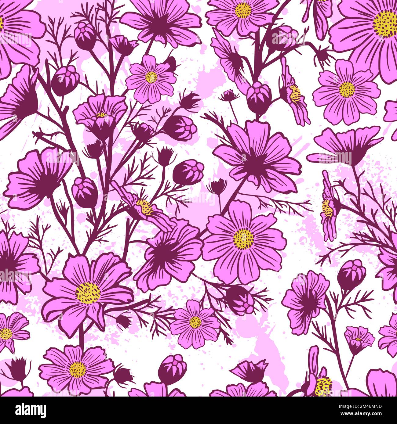 Hand drawing cosmos watercolor Stock Vector Images - Alamy