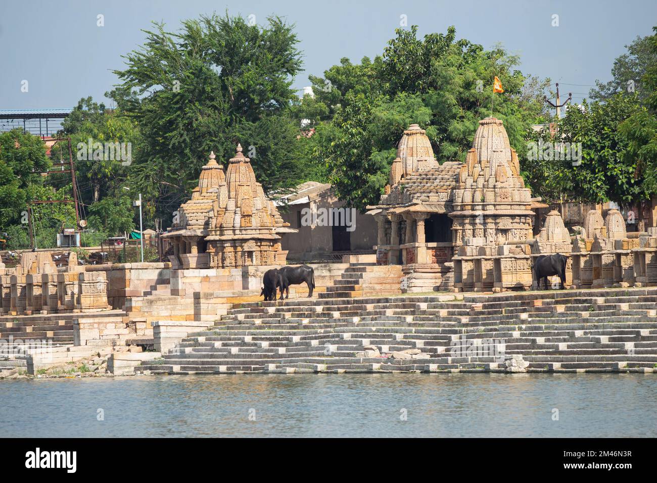 Temple at Munsar Lake, Viramgam, Ahmedabad, Gujarat, India. About 300 ...