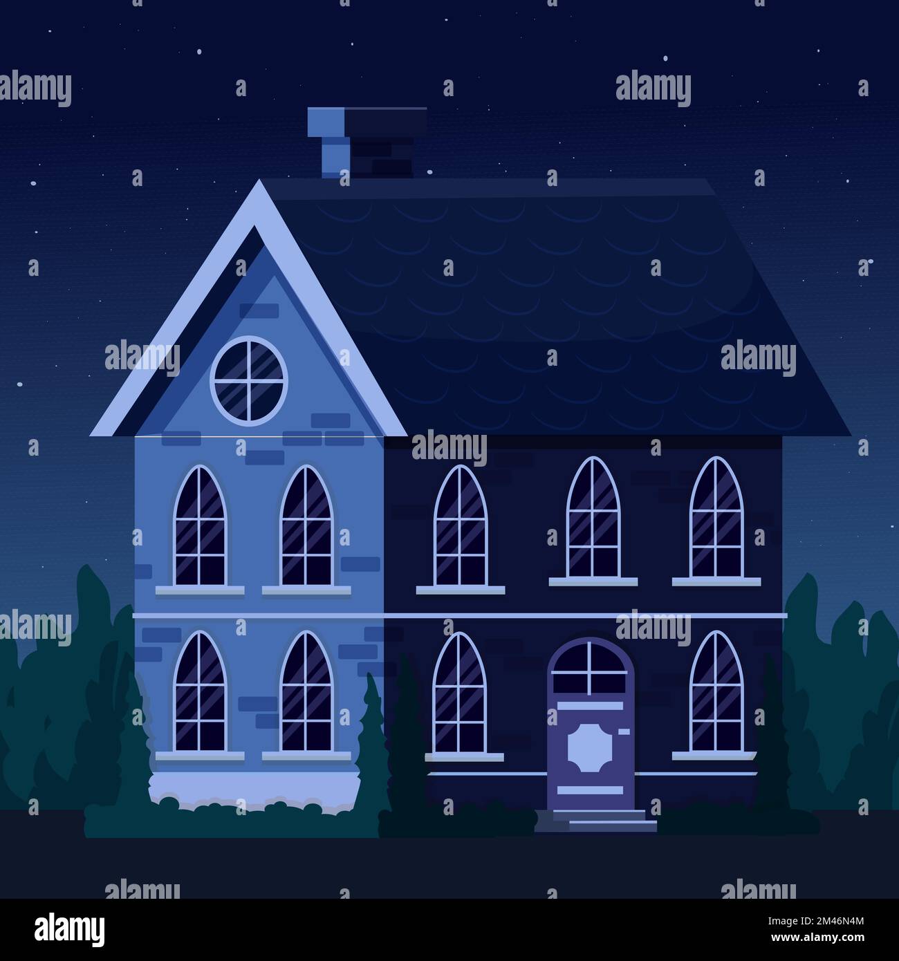 Night building, apartment, blackout time. Property in dark time in ...