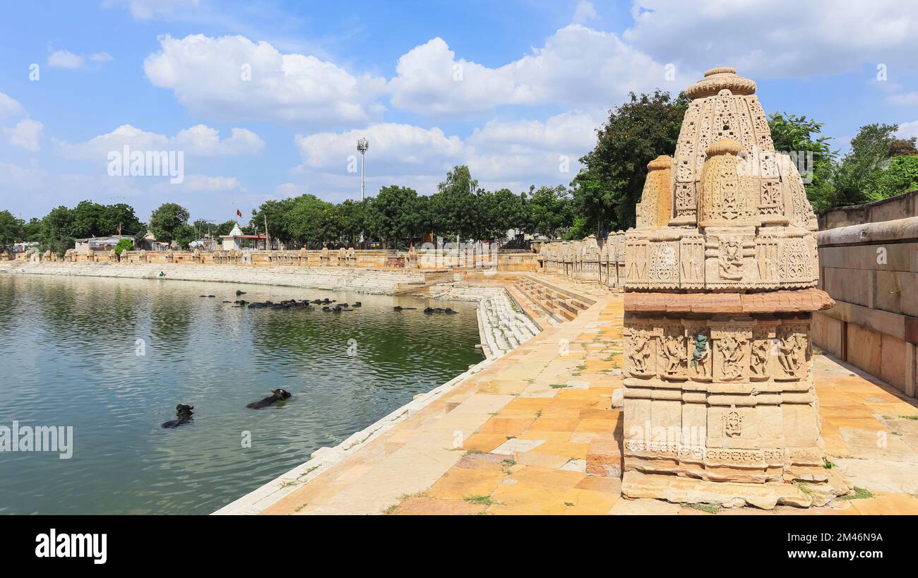 View of few of 300 Temples around Munsar Lake, Viramgam, Ahmedabad ...