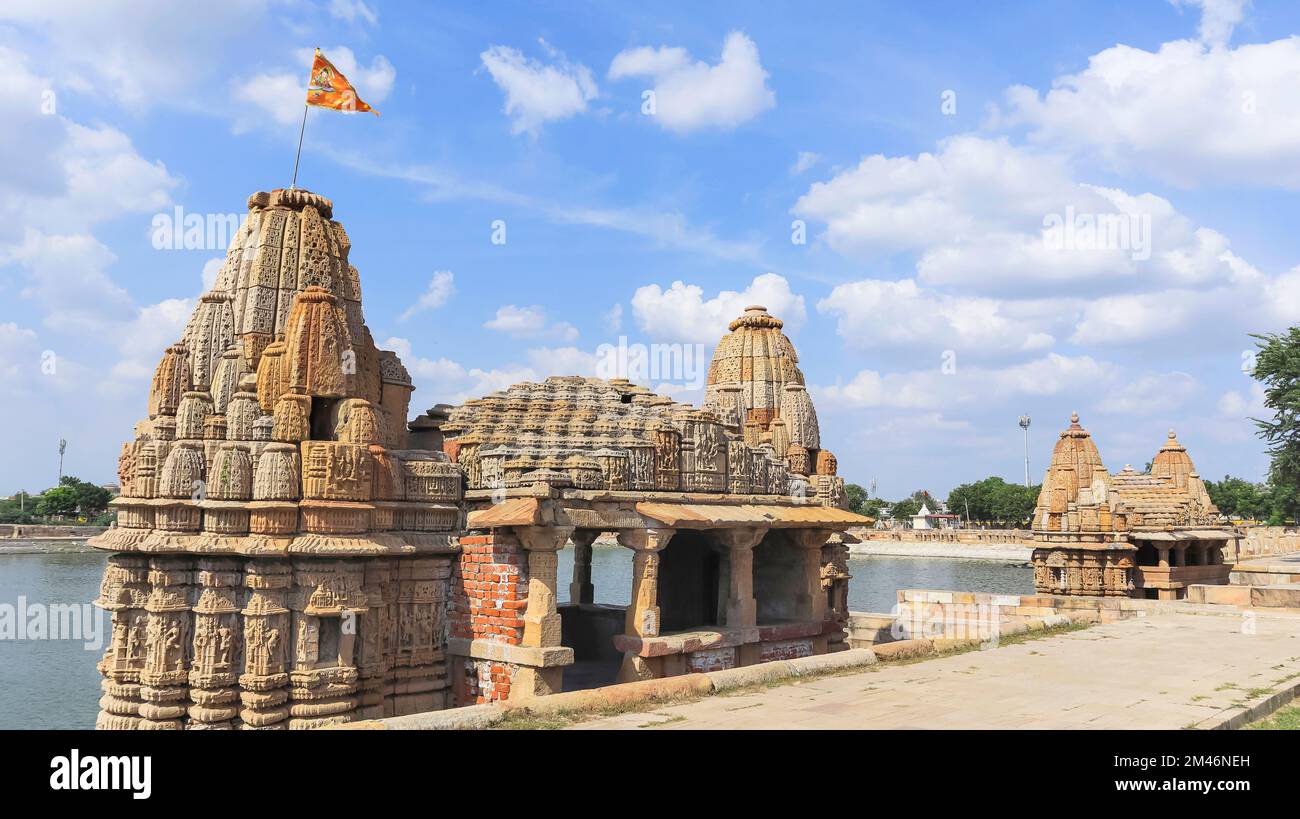 View of Twin Temples at Munsar Lake, Viramgam, Ahmadabad, Gujarat ...