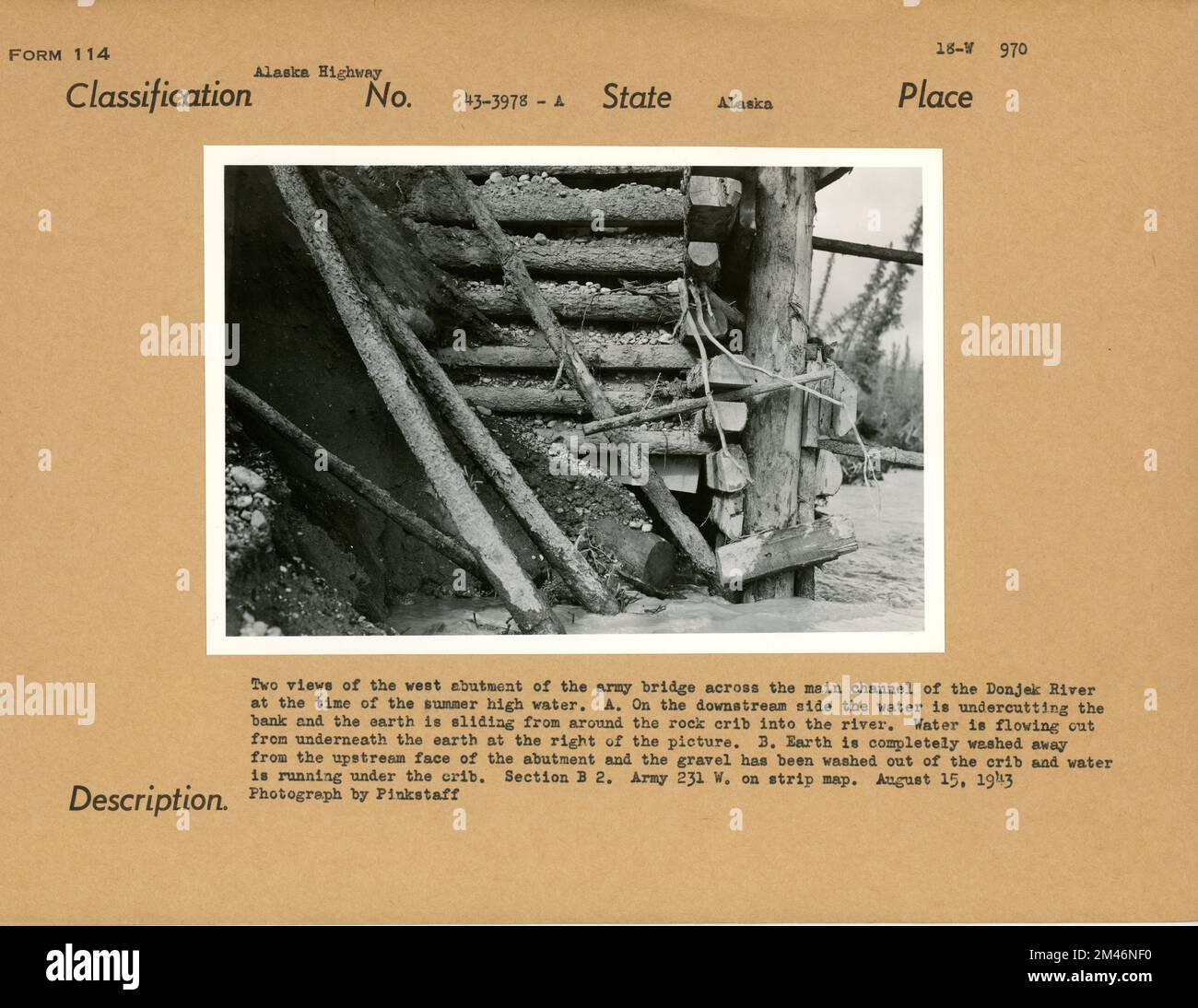 View of the Army bridge across the main channel of the Donjek River, on ...
