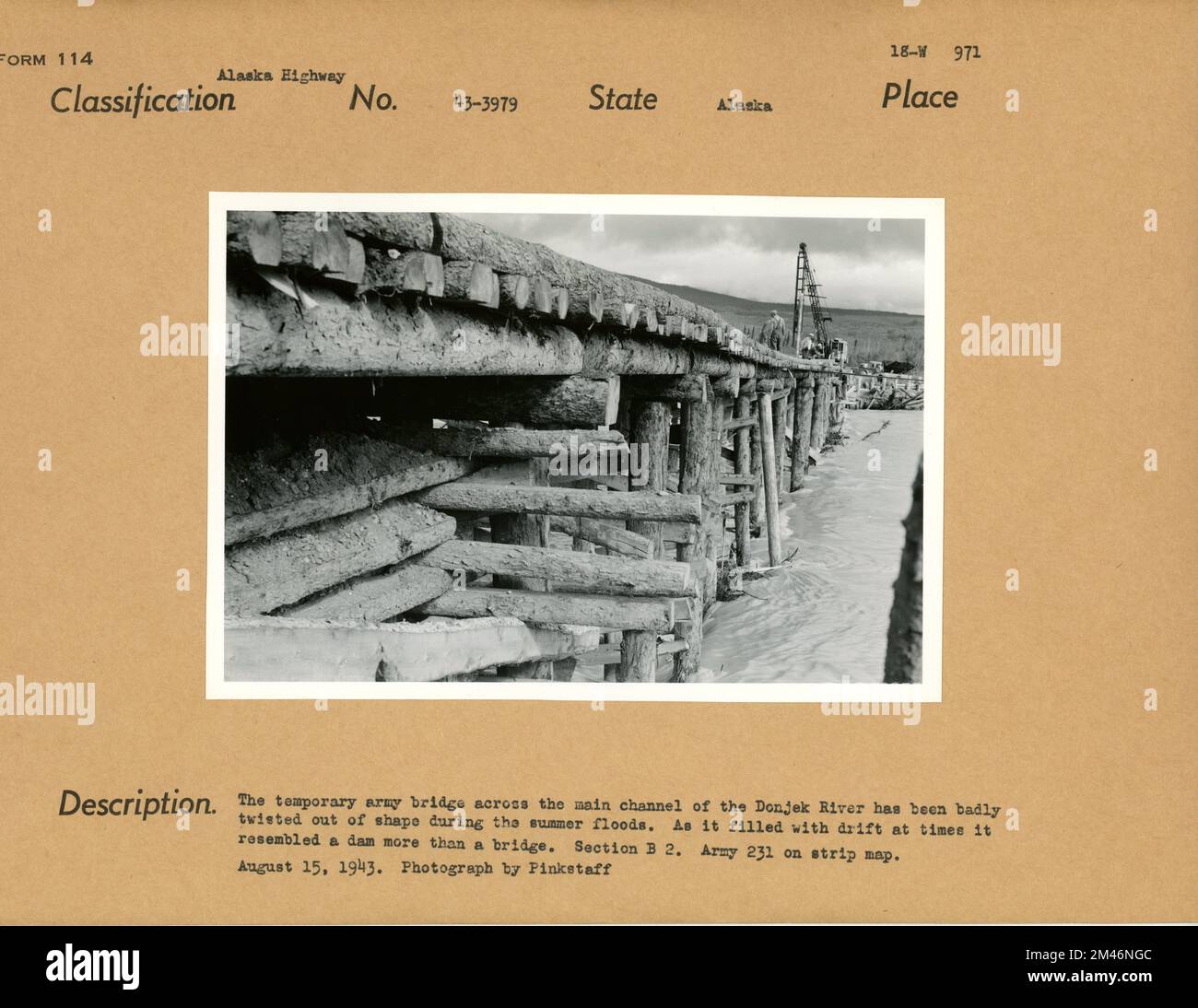 Temporary Army bridge across the main channel of the Donjek River ...