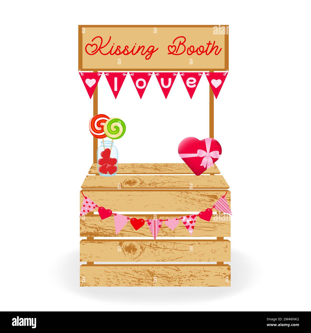 Kissing booth. Cute concept for Valentine's Day, wedding or birthday ...