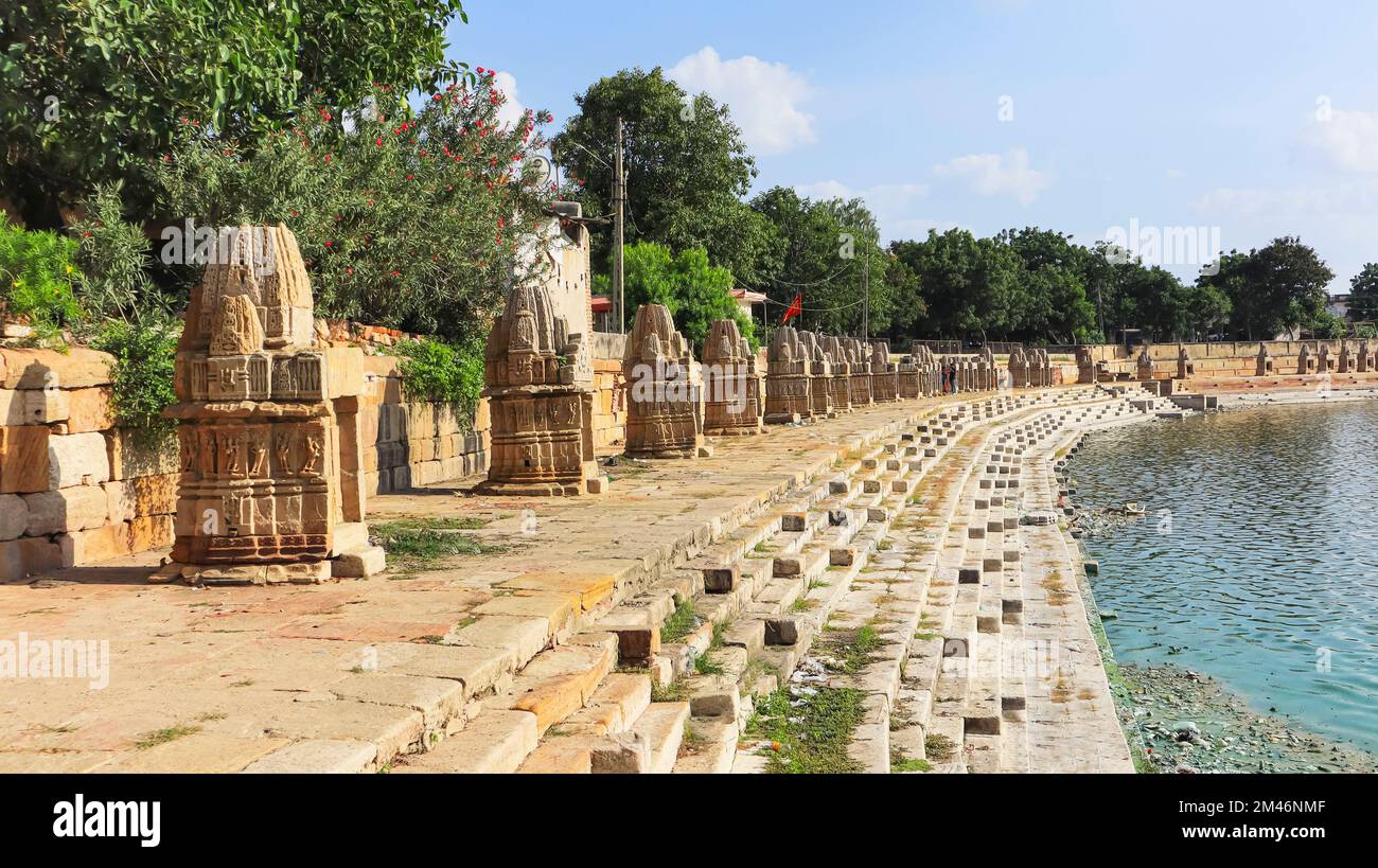 View of few of 300 Temples around Munsar Lake, Viramgam, Ahmedabad ...