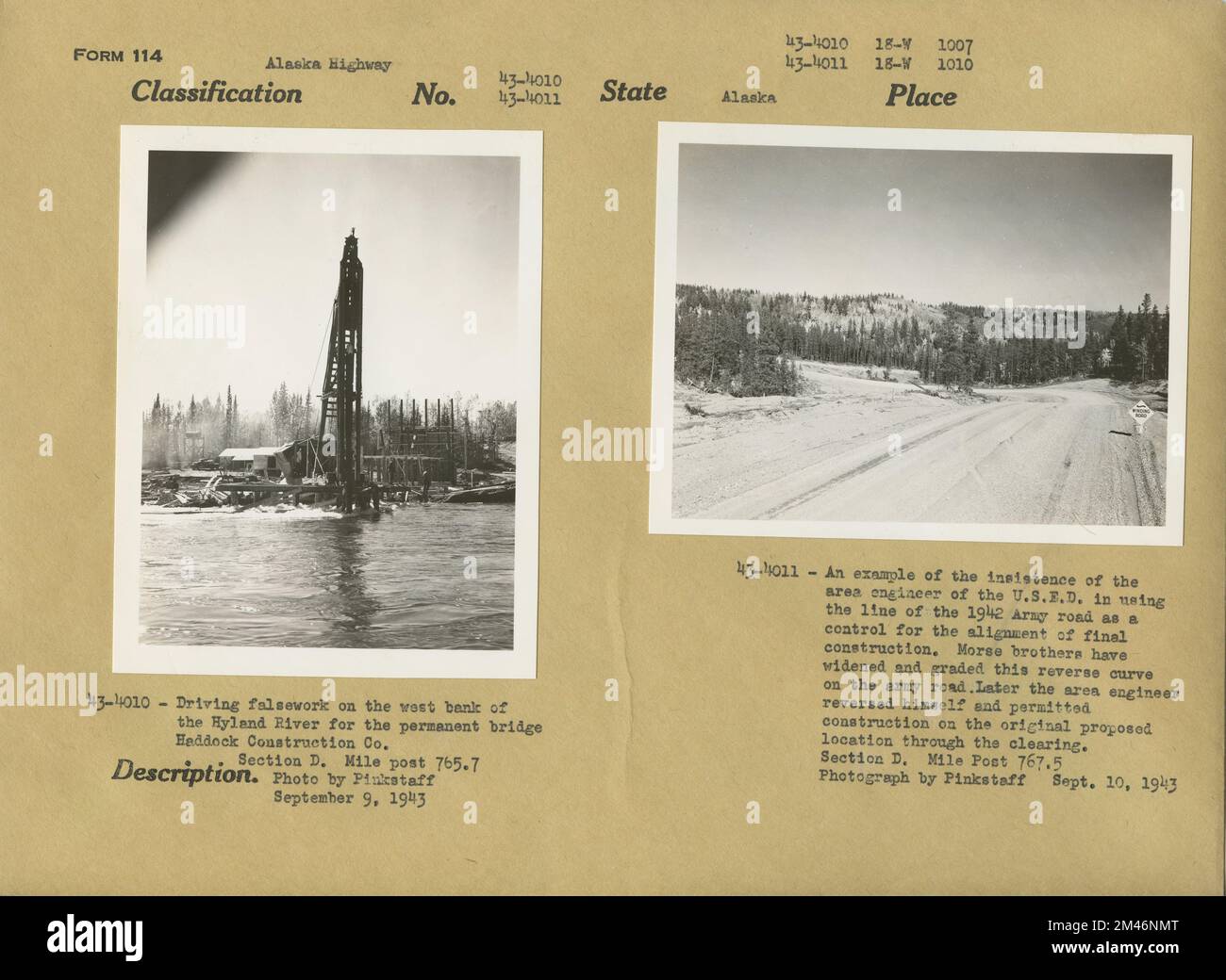 Driving Falsework for Hyland River Bridge; Example of Using the 1942 ...